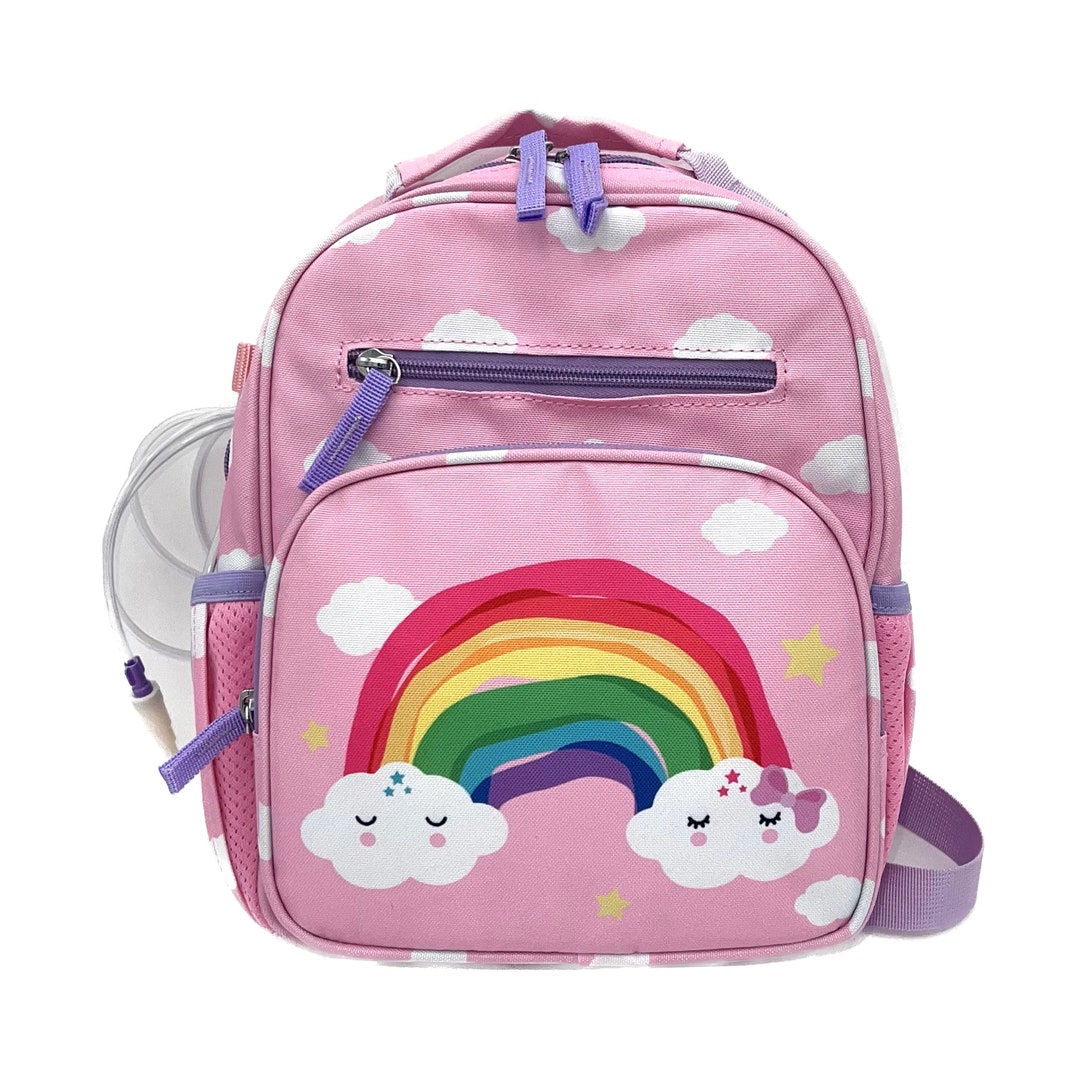 Small Feeding Tube Backpack | Pink Watercolor Rainbow | for Enteralite ...