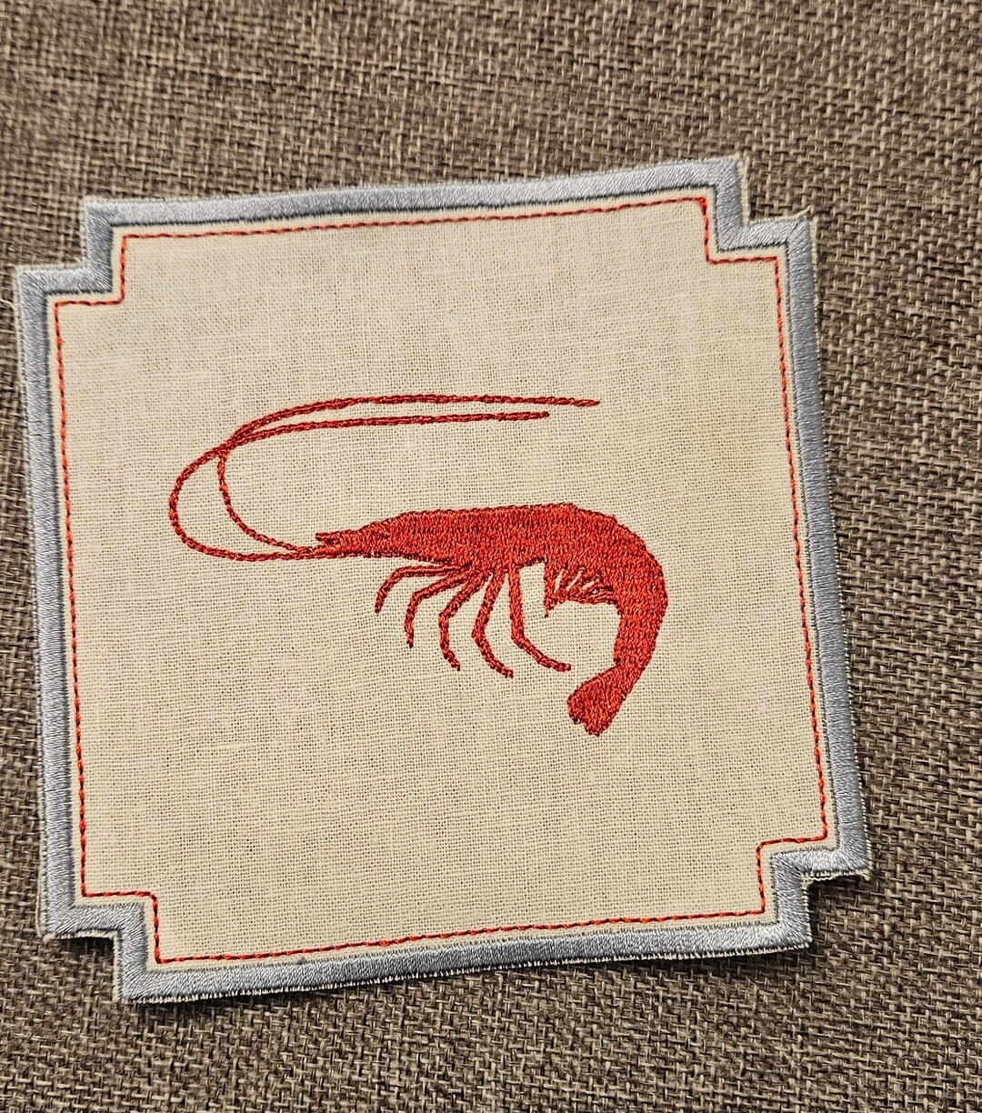 Linen Cotton Blend Embroidered Shrimp Cocktail Napkins White With Grey ...