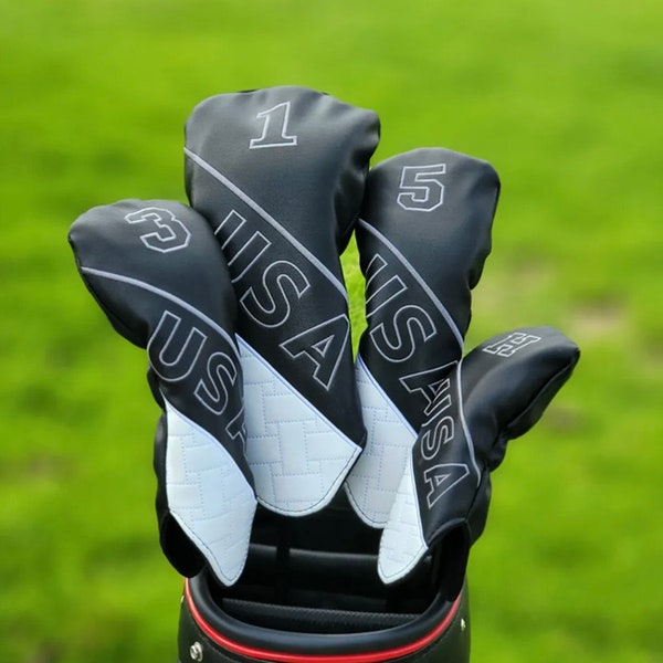 Black Leather Head Covers - Etsy
