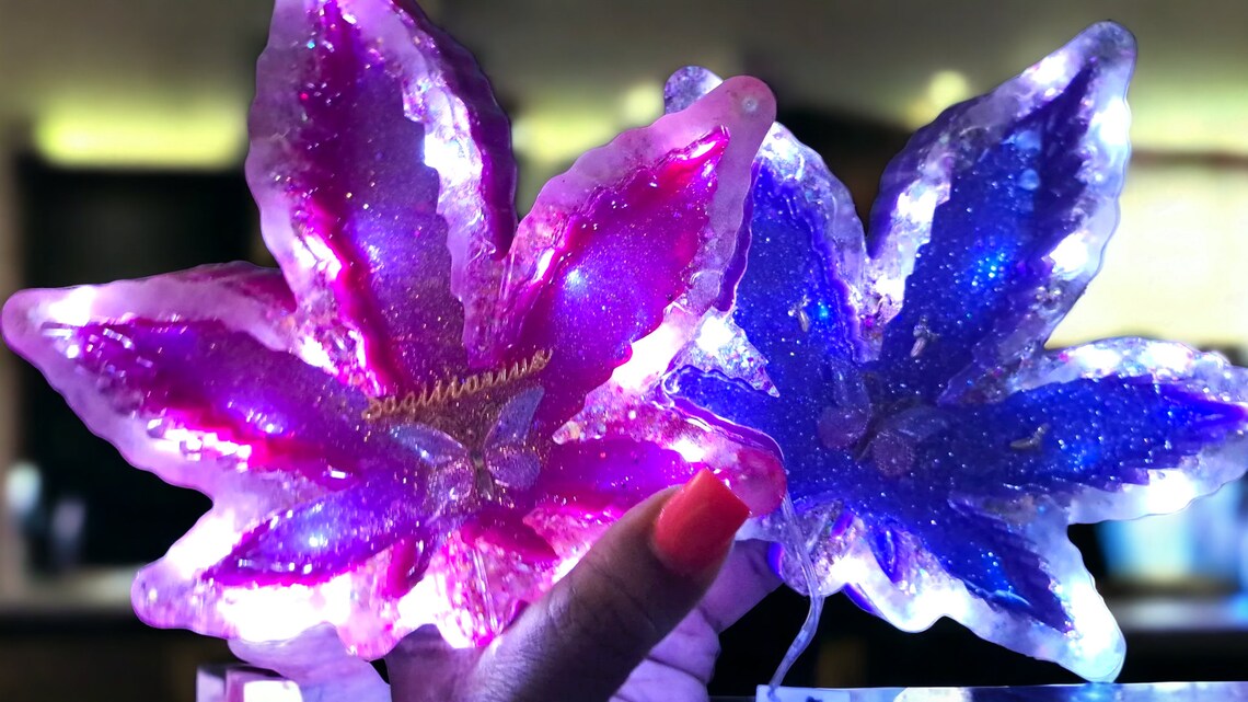 Custom Ashtray, Marijuana Pot Leaf Gold Ashtray, Weed Leaf, Light Ashtray, Stoner Gifts, 420 ...