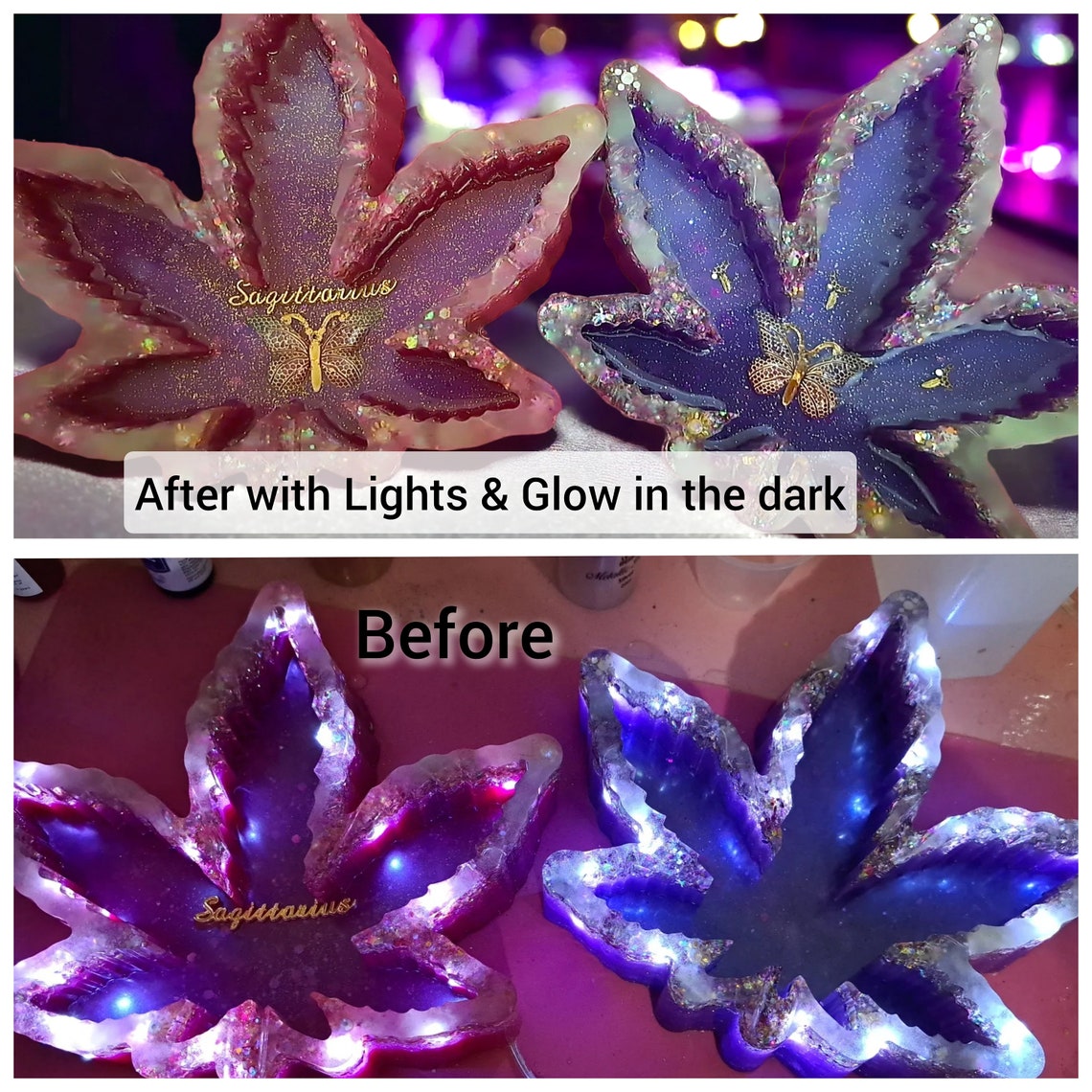 Custom Ashtray, Marijuana Pot Leaf Gold Ashtray, Weed Leaf, Light Ashtray, Stoner Gifts, 420 ...