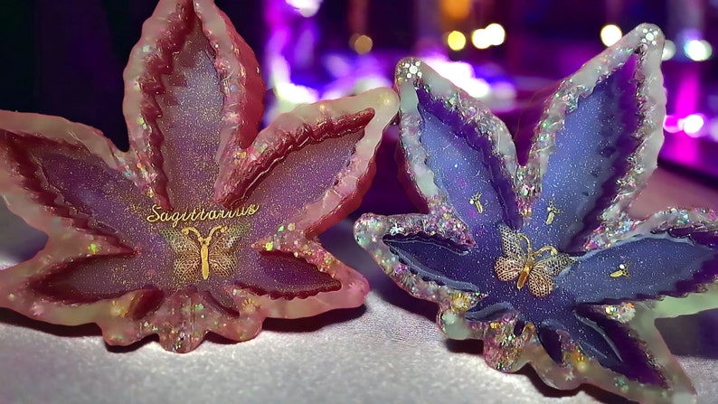 Custom Ashtray, Marijuana Pot Leaf Gold Ashtray, Weed Leaf, Light Ashtray, Stoner Gifts, 420 ...