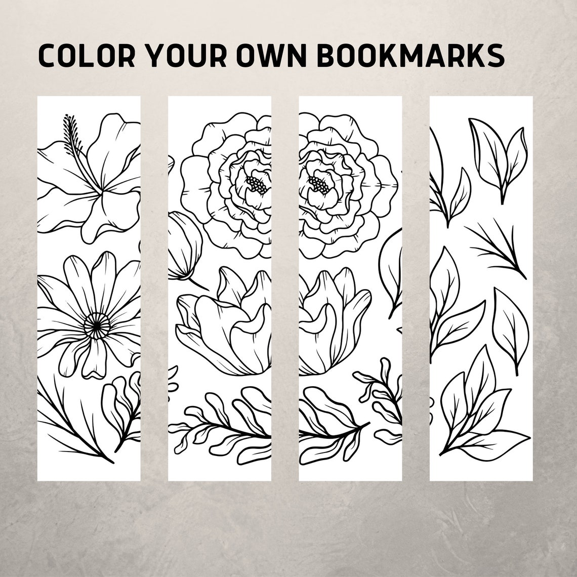 Flowers Bookmarks, Coloring Bookmarks, Adult Bookmarks, Spring Coloring ...