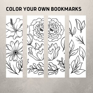 Flowers Bookmarks, Coloring Bookmarks, Adult Bookmarks, Spring Coloring ...