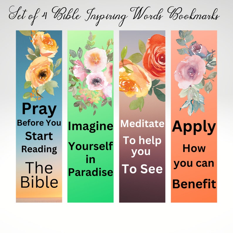 Printable Set of 4 Inspirational Bible Words Bookmarks, Prayer ...