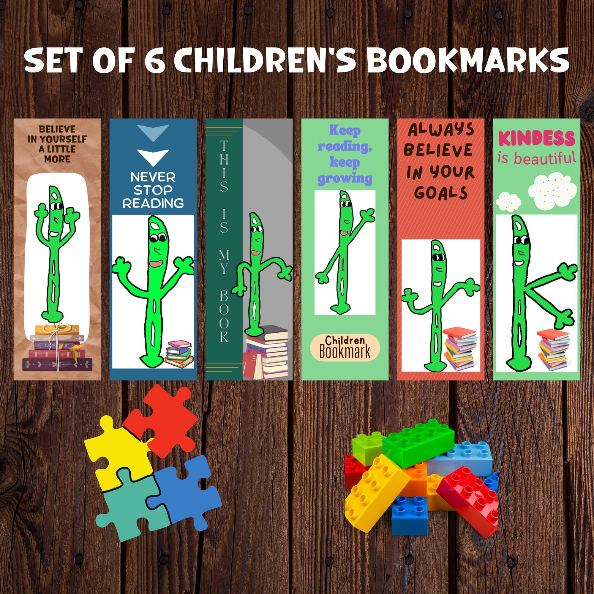 Printable Set of 6 Children’s Bookmarks, Printable Bookmark Template ...