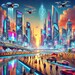 Watercolor City of Future PNG, Futuristic Cyberpunk SVG, Digital Art ...