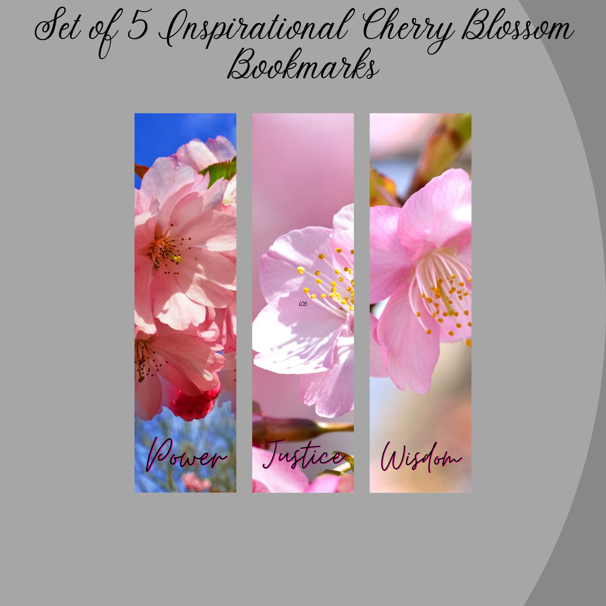 Set of 5 Inspirational Cherry Blossom Bookmarks, Bible Bookmark ...
