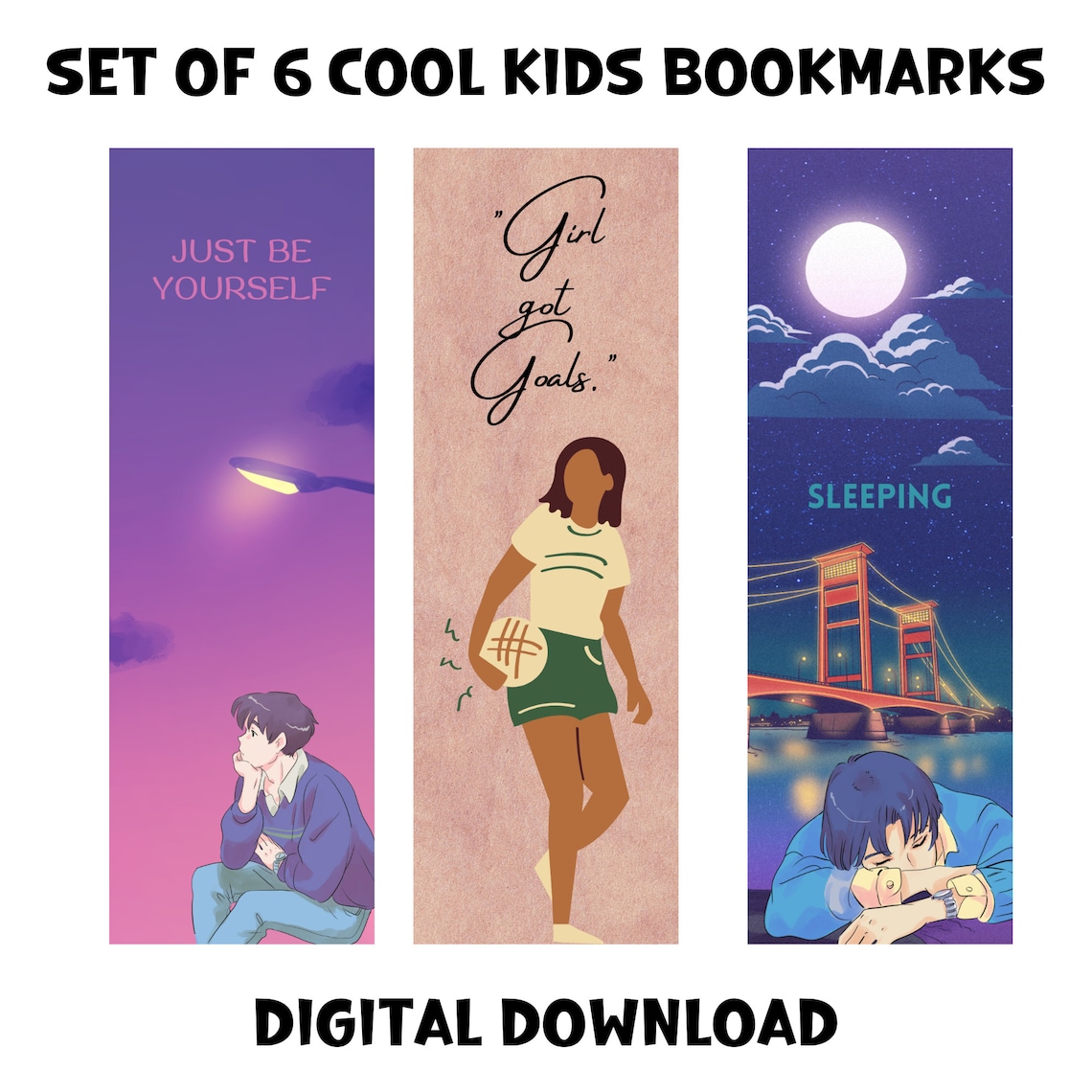 Printable Set of 6 Childrens Bookmarks Printable Bookmark - Etsy