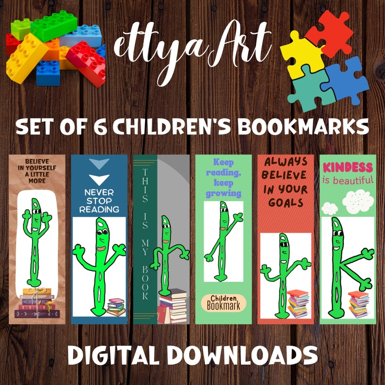 Printable Set of 6 Childrens Bookmarks Printable Bookmark - Etsy