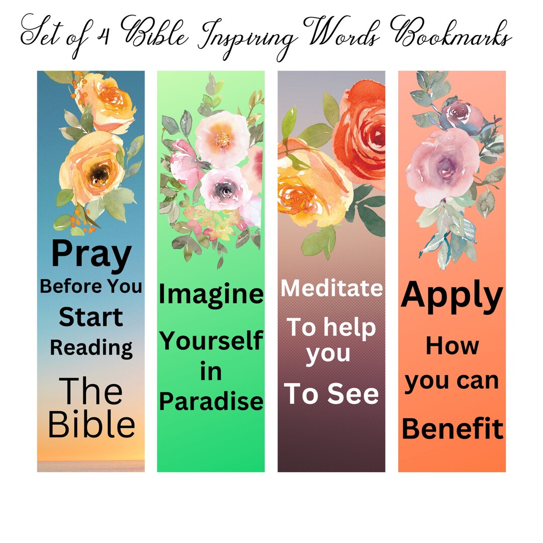 Printable Set of 4 Inspirational Bible Words Bookmarks, Prayer ...