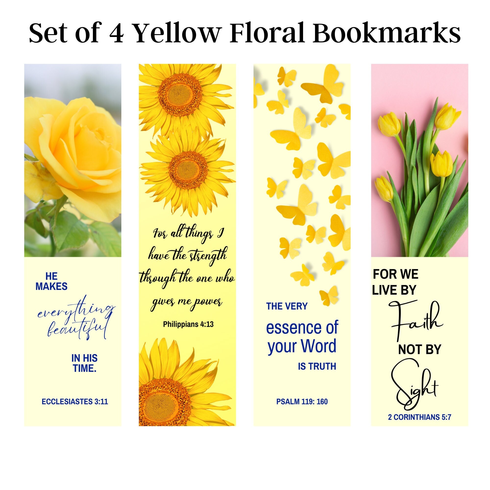 Yellow Floral Bookmarks, Spring Bookmarks, Tulip Gifts, Book Lover Gift ...