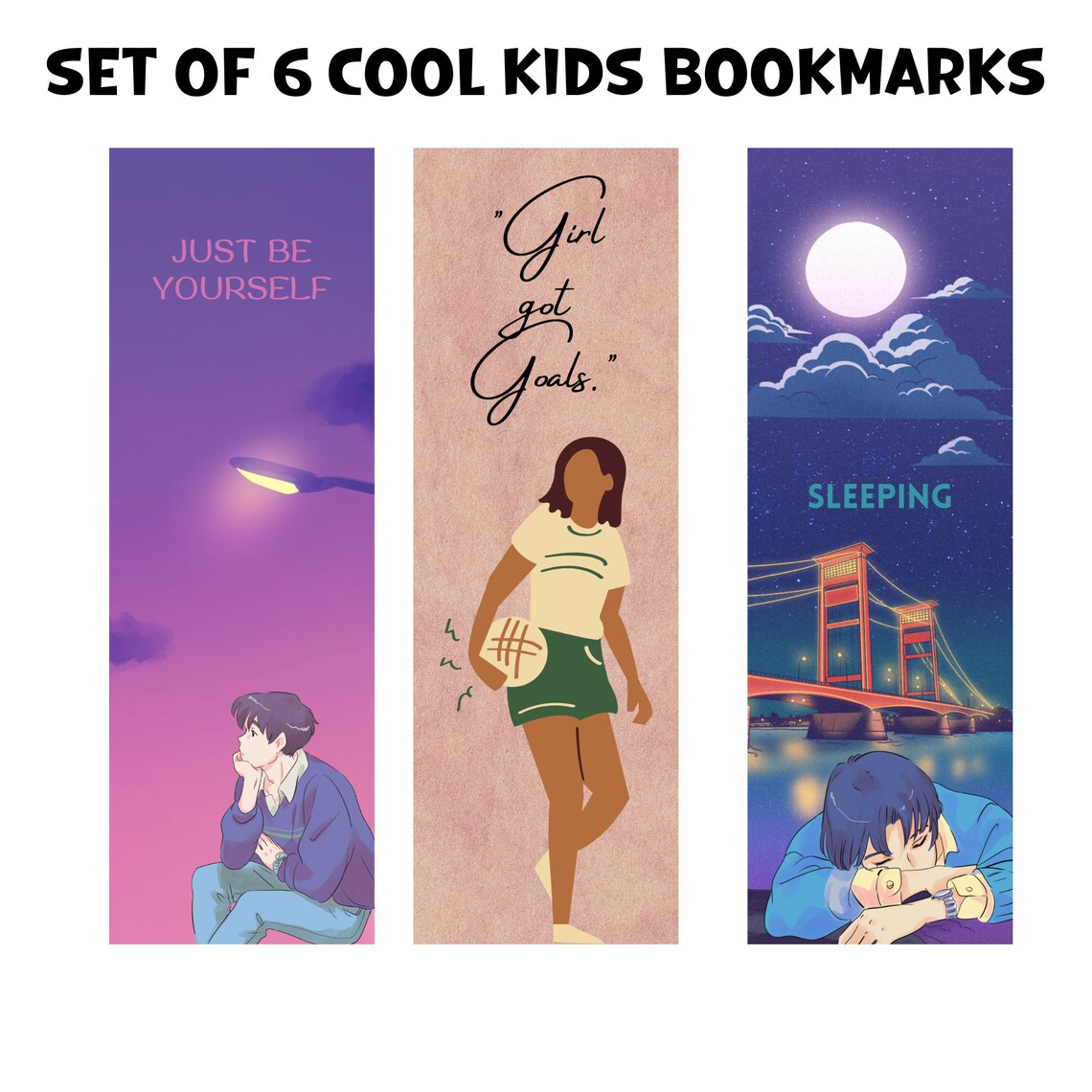 Printable Set of 6 Childrens Bookmarks, Printable Bookmark Template ...