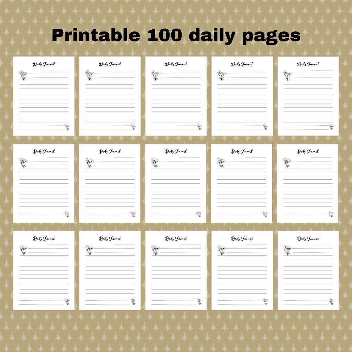 Printable Daily Journal Sheets, Digital Instant Download, Printable ...