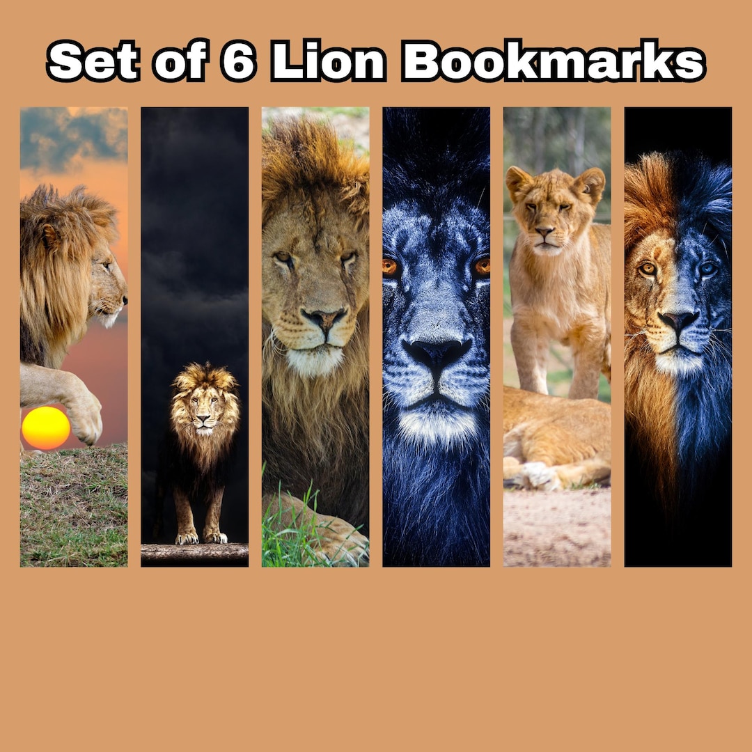 Lion Bookmark, Colorful Lion Bookmarks, Animal Bookmark, Kids Bookmark ...