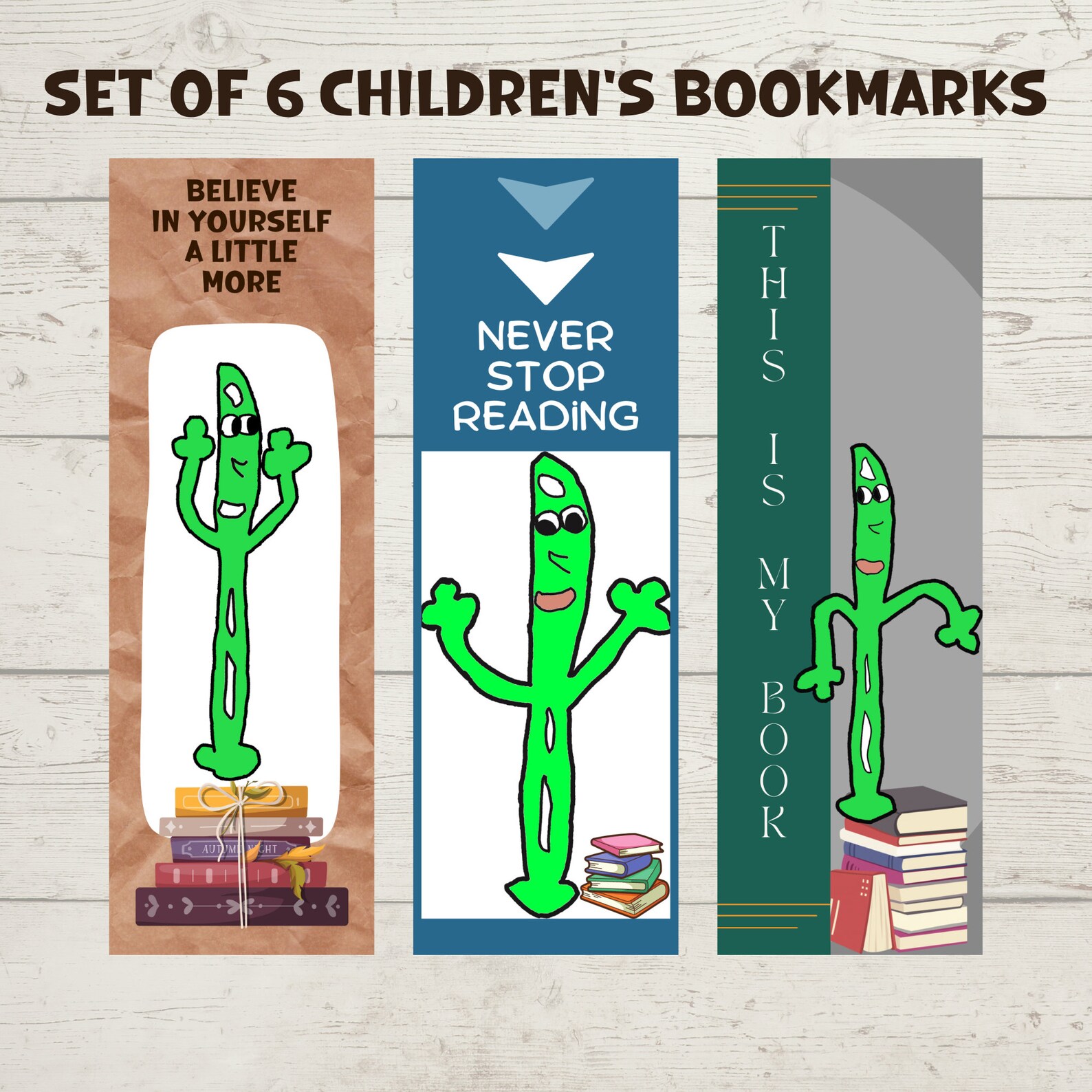 Printable Set of 6 Children’s Bookmarks, Printable Bookmark Template ...