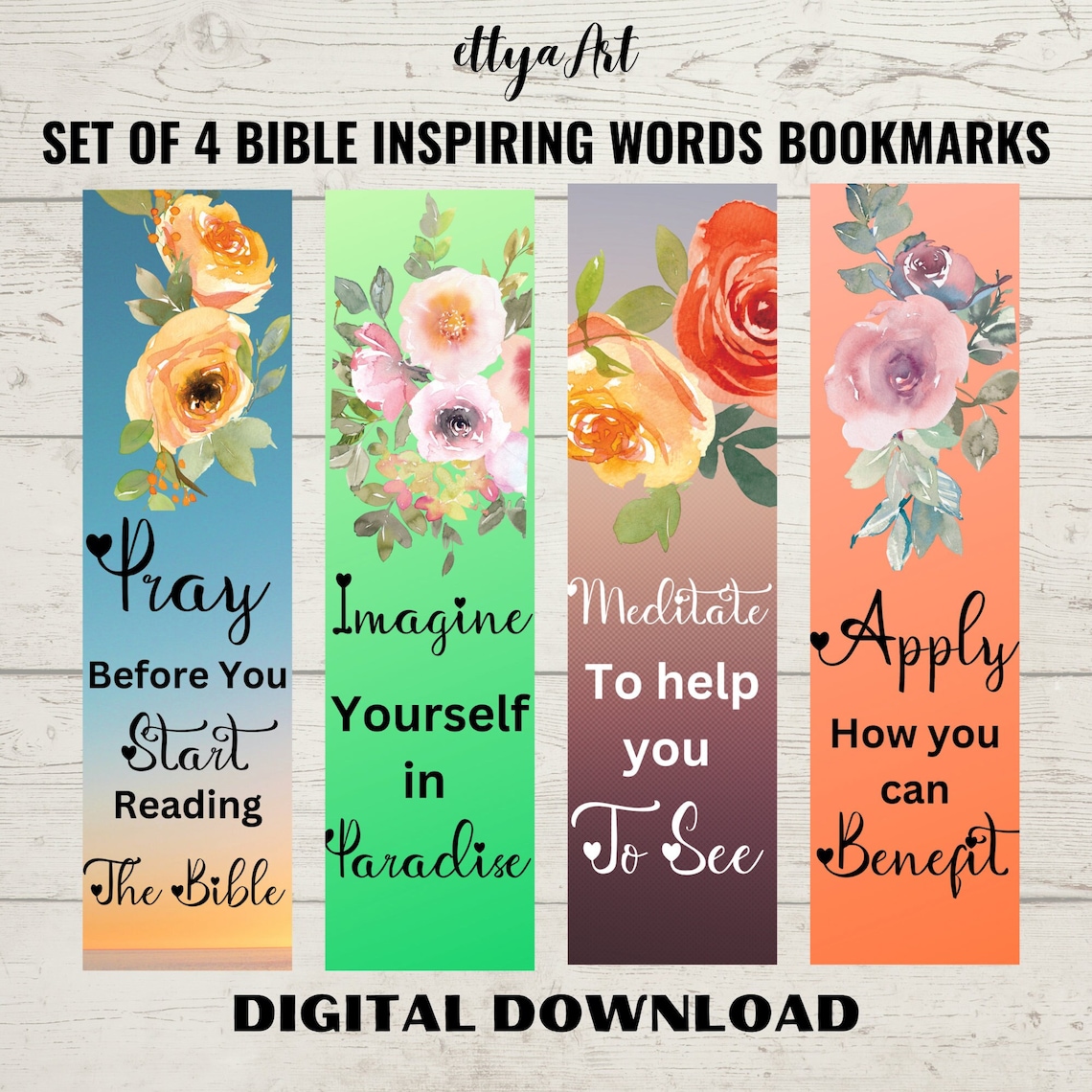 Printable Set of 4 Inspirational Bible Words Bookmarks Prayer - Etsy