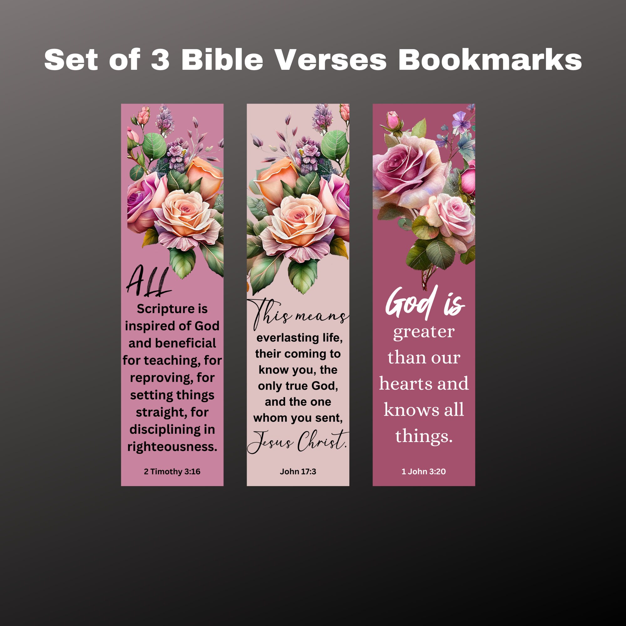Flowers Floral Bookmarks, Bible Quote Bookmark, Inspirational Quote ...