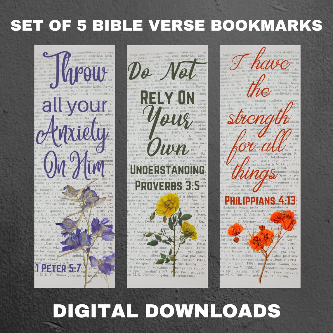 Printable Bible Verses Bookmarks Floral Bookmarks Christian - Etsy