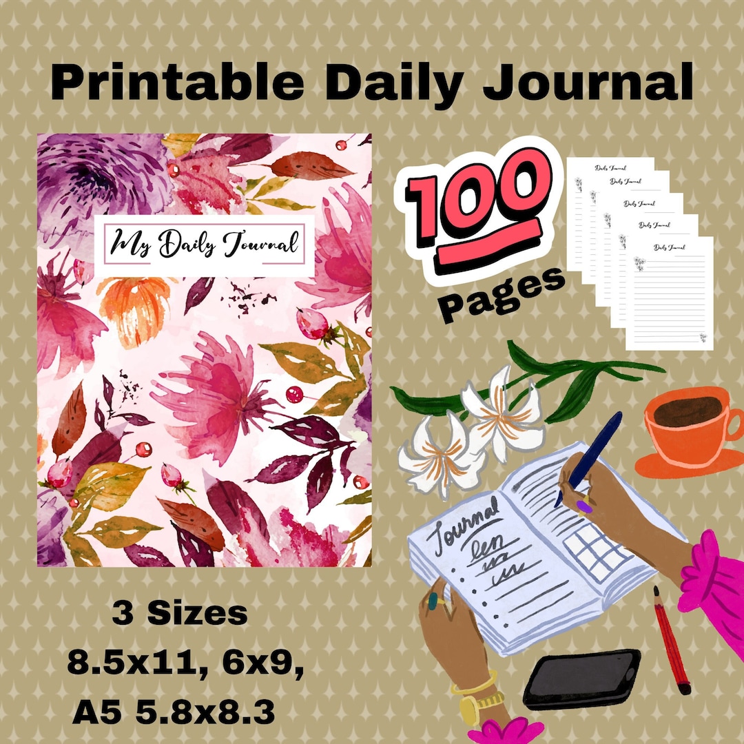 Printable Daily Journal Sheets, Digital Instant Download, Printable ...