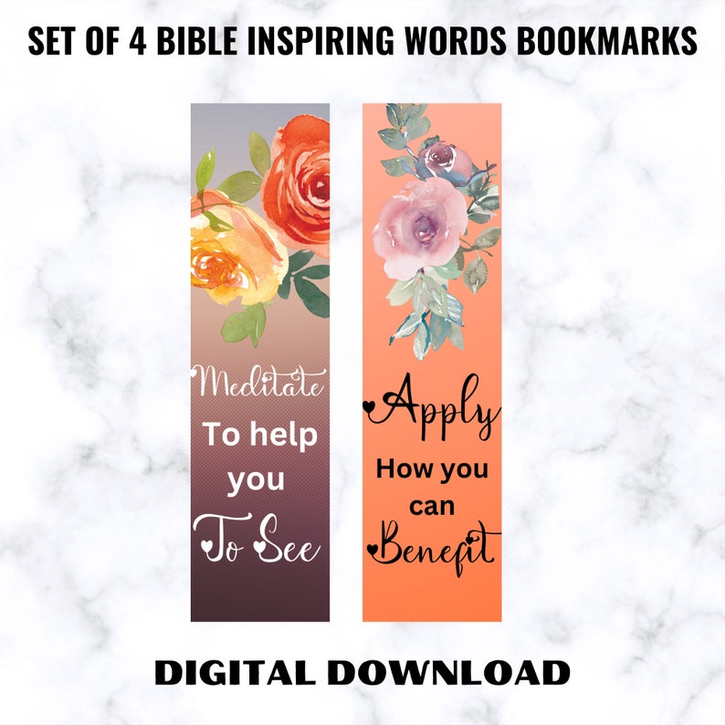 Printable Set of 4 Inspirational Bible Words Bookmarks Prayer - Etsy