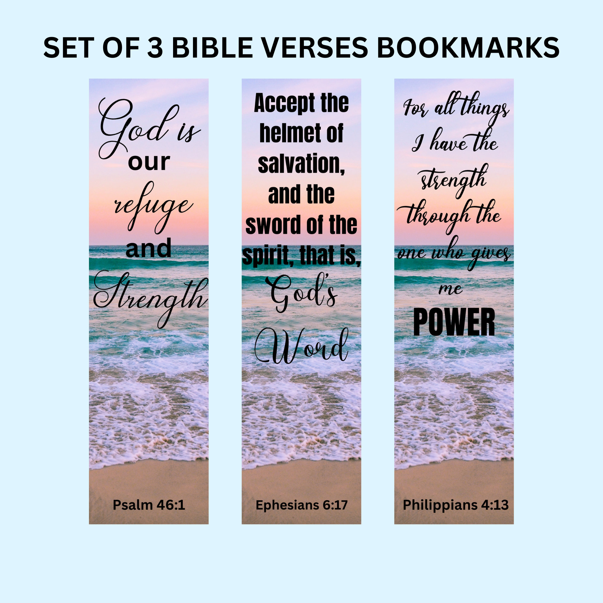 Printable Set of 3 Inspirational Bible Scriptures Bookmarks, Prayer ...