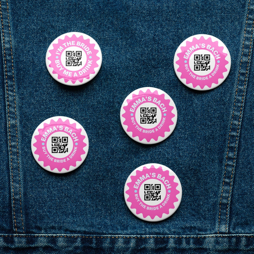 Retro Drinking QR Code Pins QR Code Pin Bridal Party Pins - Etsy