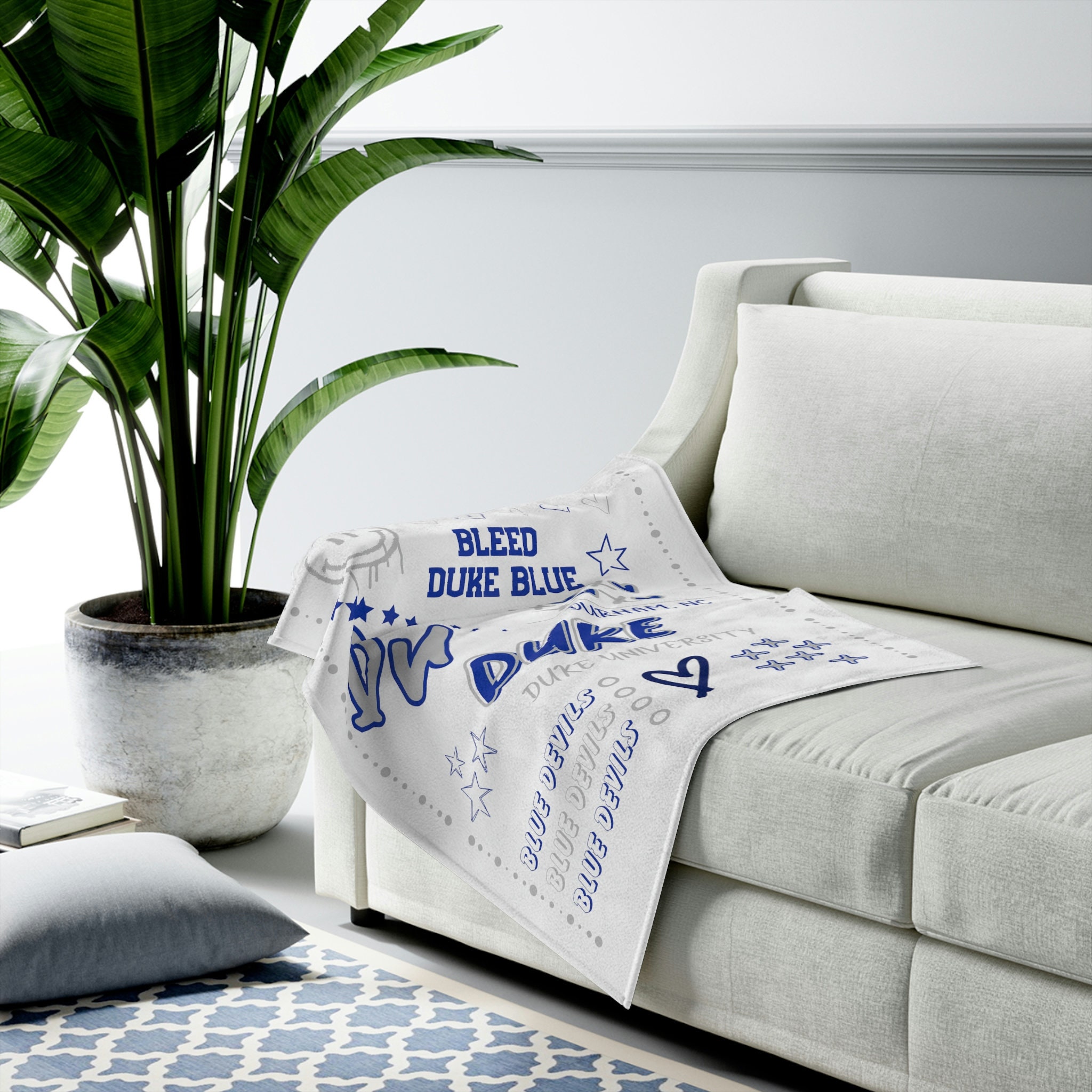 Duke University Blue Devils Velveteen Plush Blanket, Duke Gift, College ...