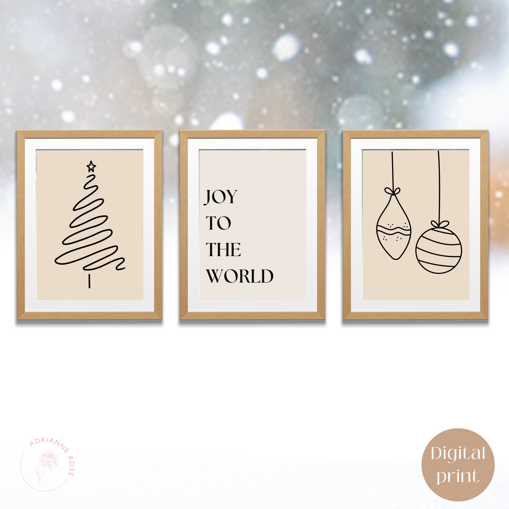 Set of 3 Minimalist Christmas Printable Art, Christmas Tree, Christmas ...