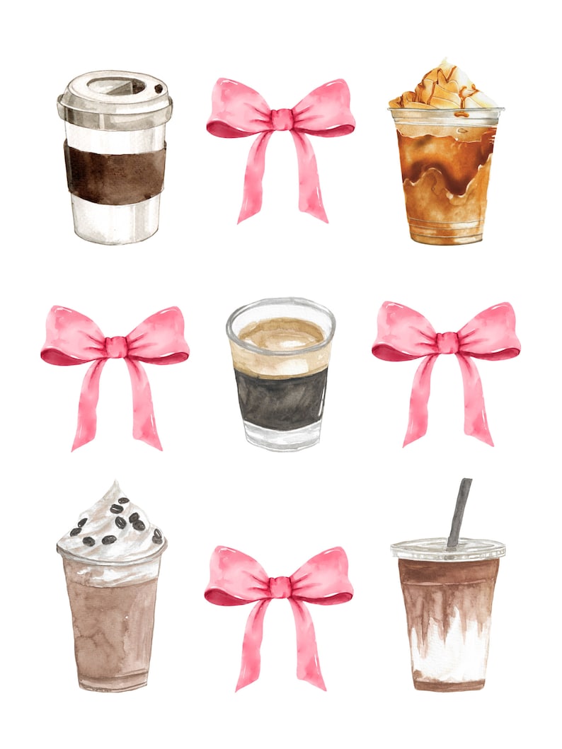 Coffee and Bows Digital Download - Etsy