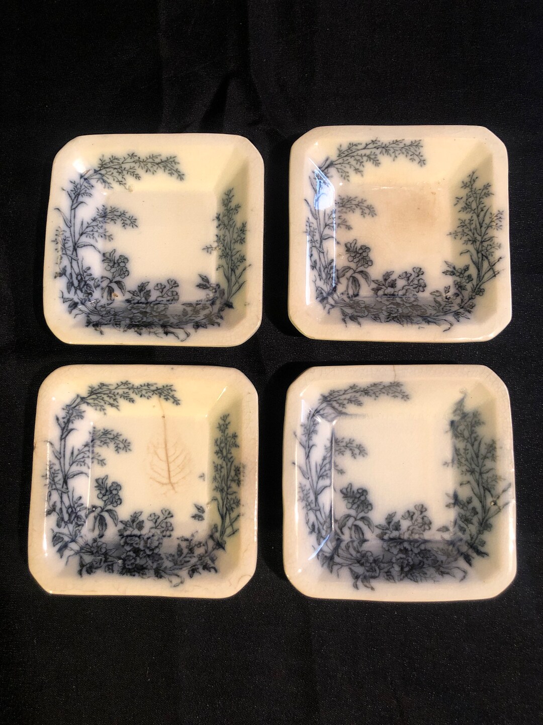 Antique Flow Blue Butter Pats-4 Total - Etsy