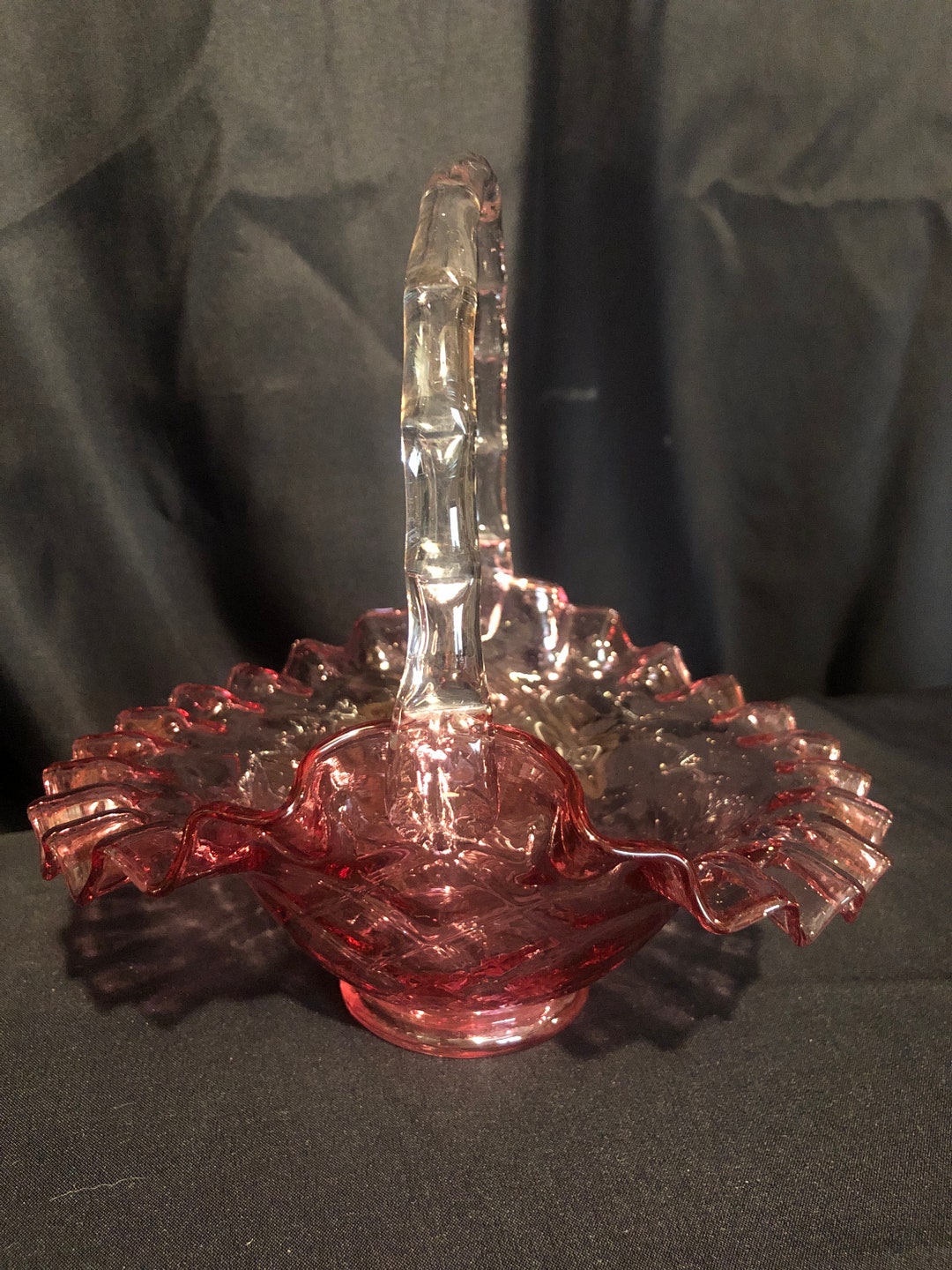 Vintage Pink Glass Basket (fenton) - Etsy