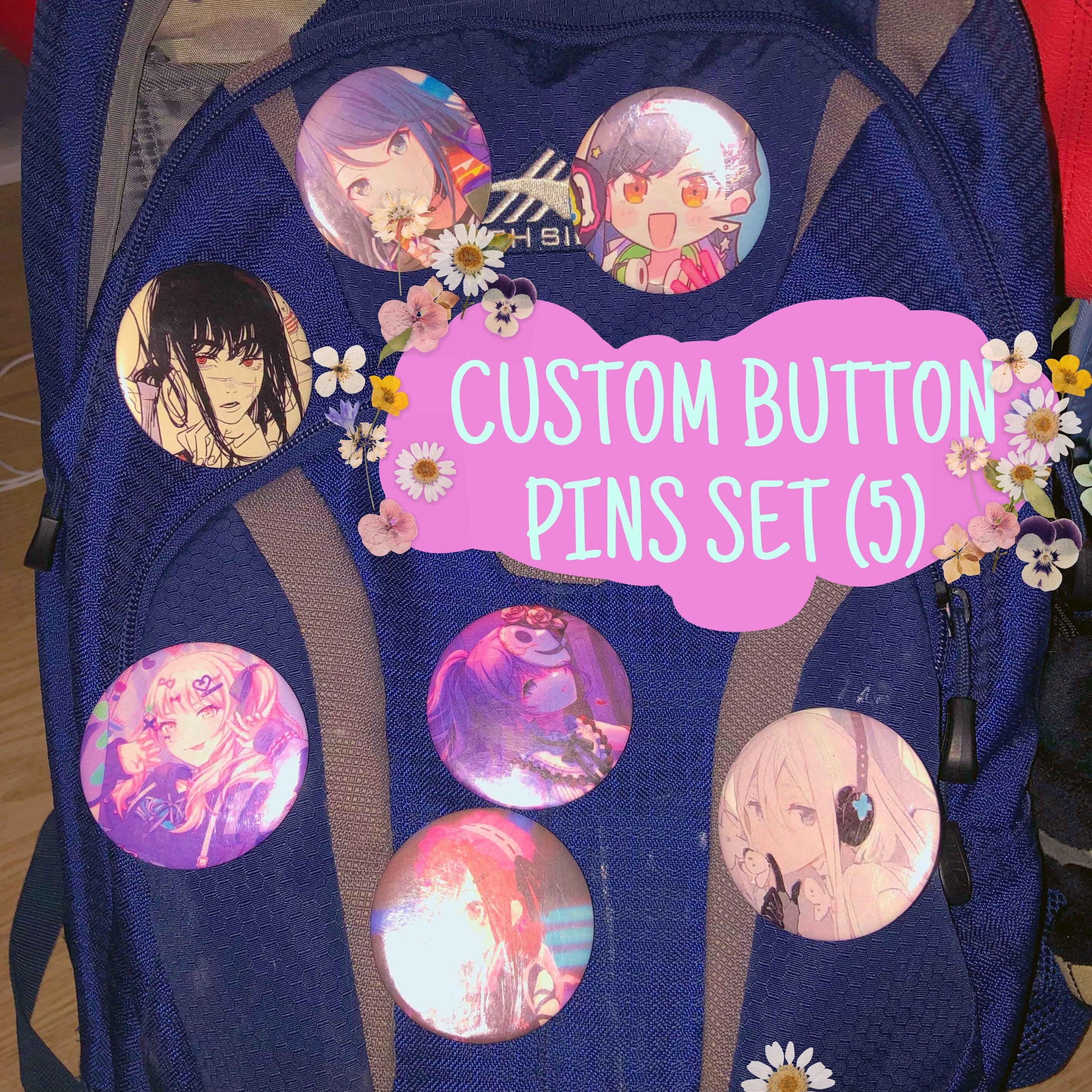 Custom Button Pins Set (batch of 5) - Etsy