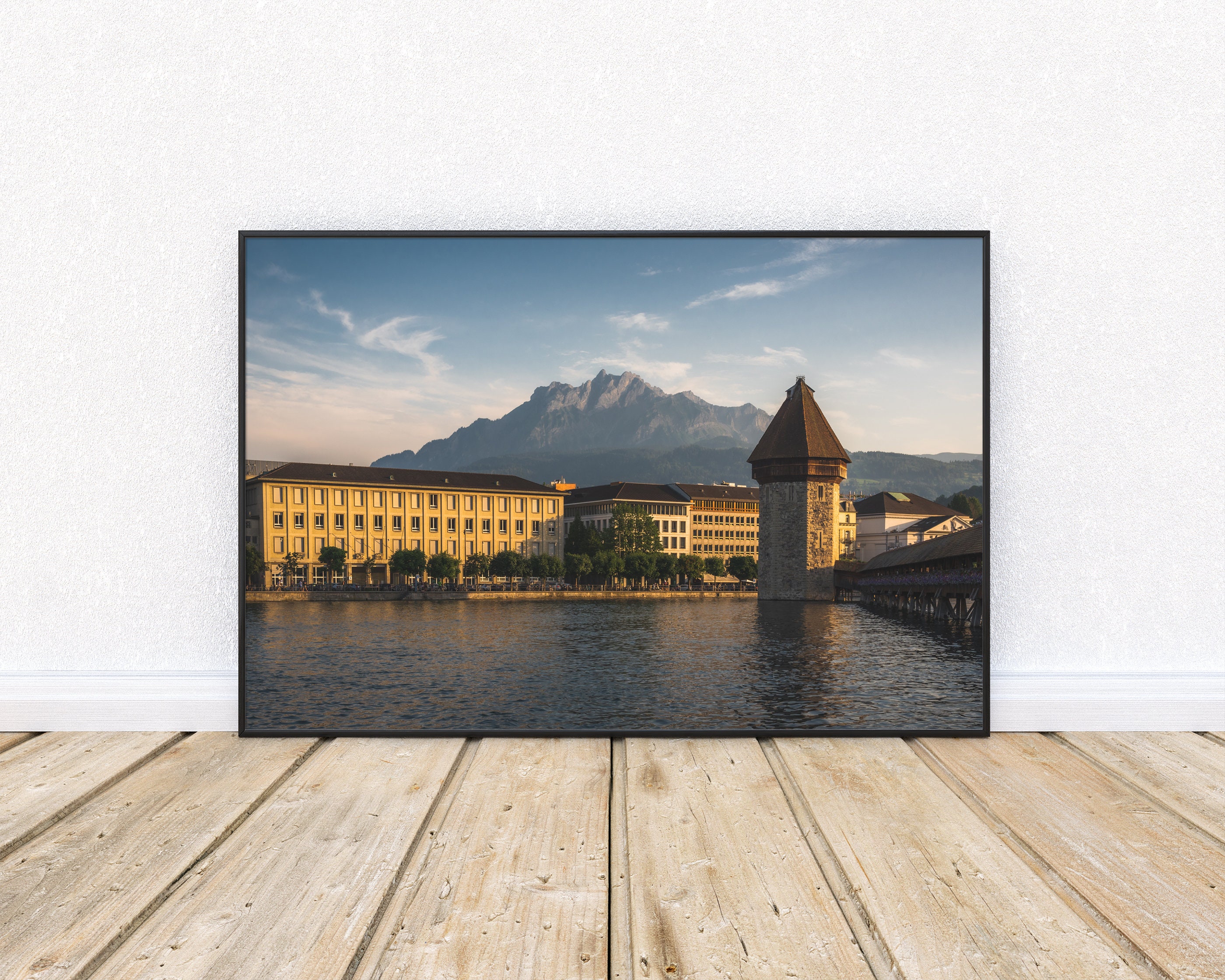 Switzerland Town at Sunset Lucerne Photo Print | Swiss Alps Art | Wall ...