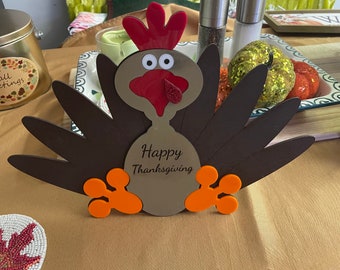 Whimsical Handmade Turkey Centerpiece - Layered & Engraved for ...