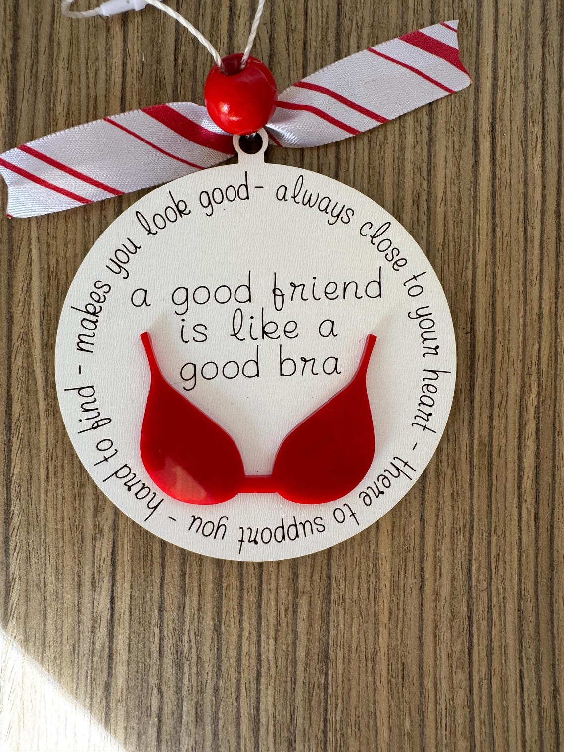 Funny Friends Ornament: Handmade Wood & Acrylic Bra Gift - Etsy