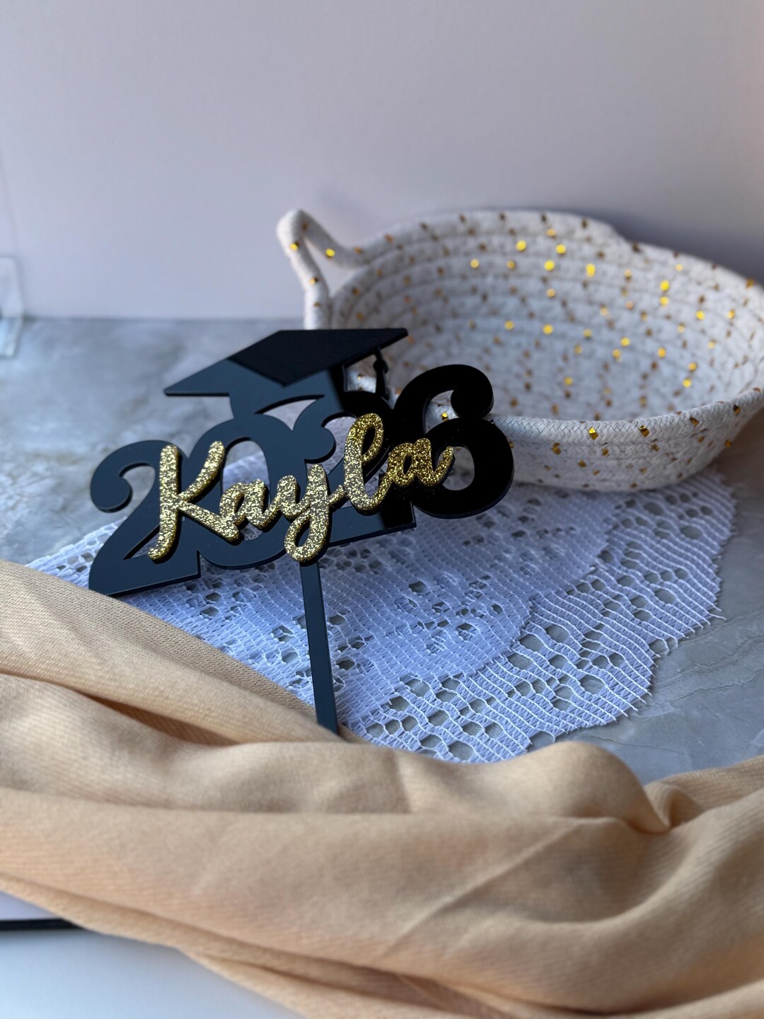 Personalized Graduation Cap Cake Topper - Custom Name & Year - Layered ...