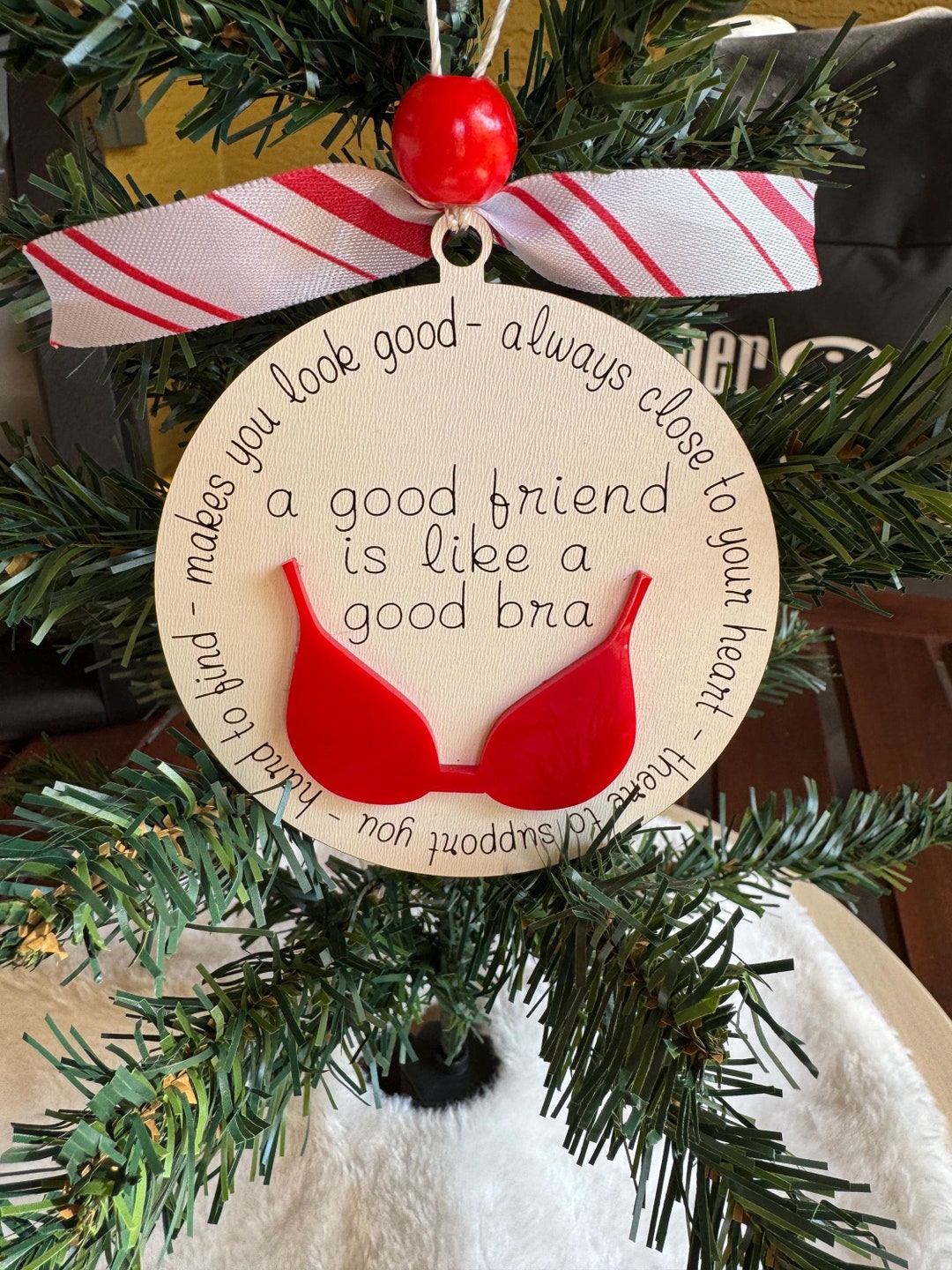 Funny Friends Ornament: Handmade Wood & Acrylic Bra Gift - Etsy
