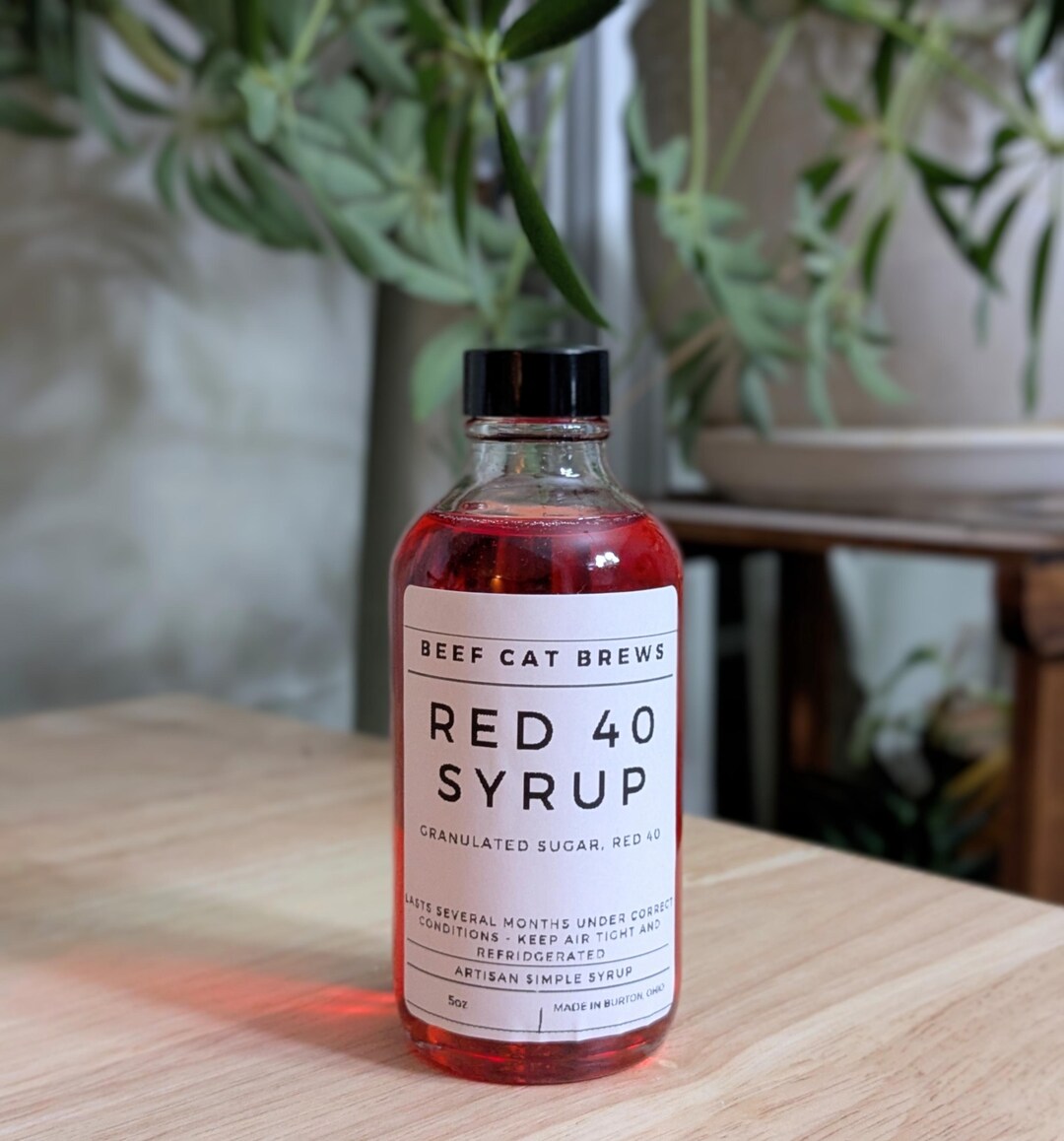 Red 40 Syrup 5oz - Artisan Simple Syrup - Etsy