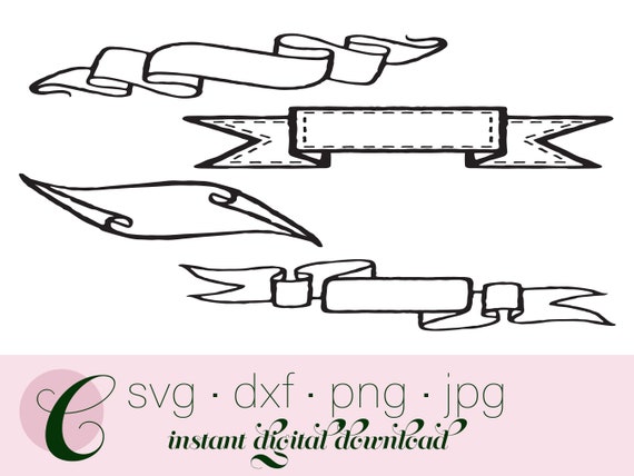 Brushstroke Ribbon Banners SVG Bundle Scroll Label SVG Files - Etsy