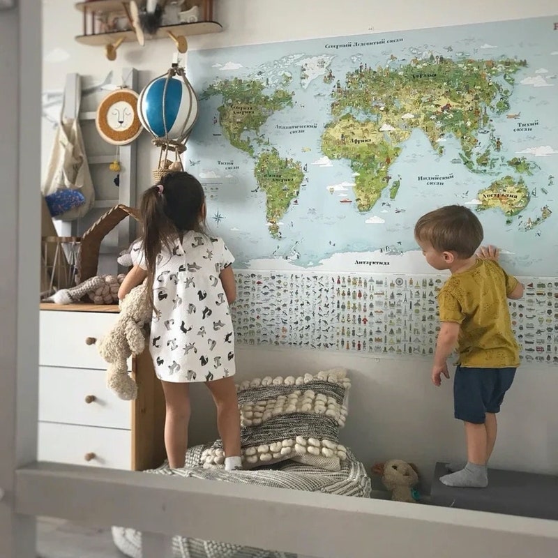 World Map Nursery - Etsy