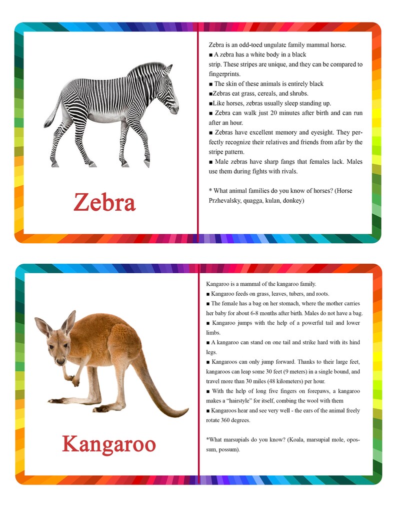 Wild Animals Educational Flashcards, Printable Wild Animals Games for ...