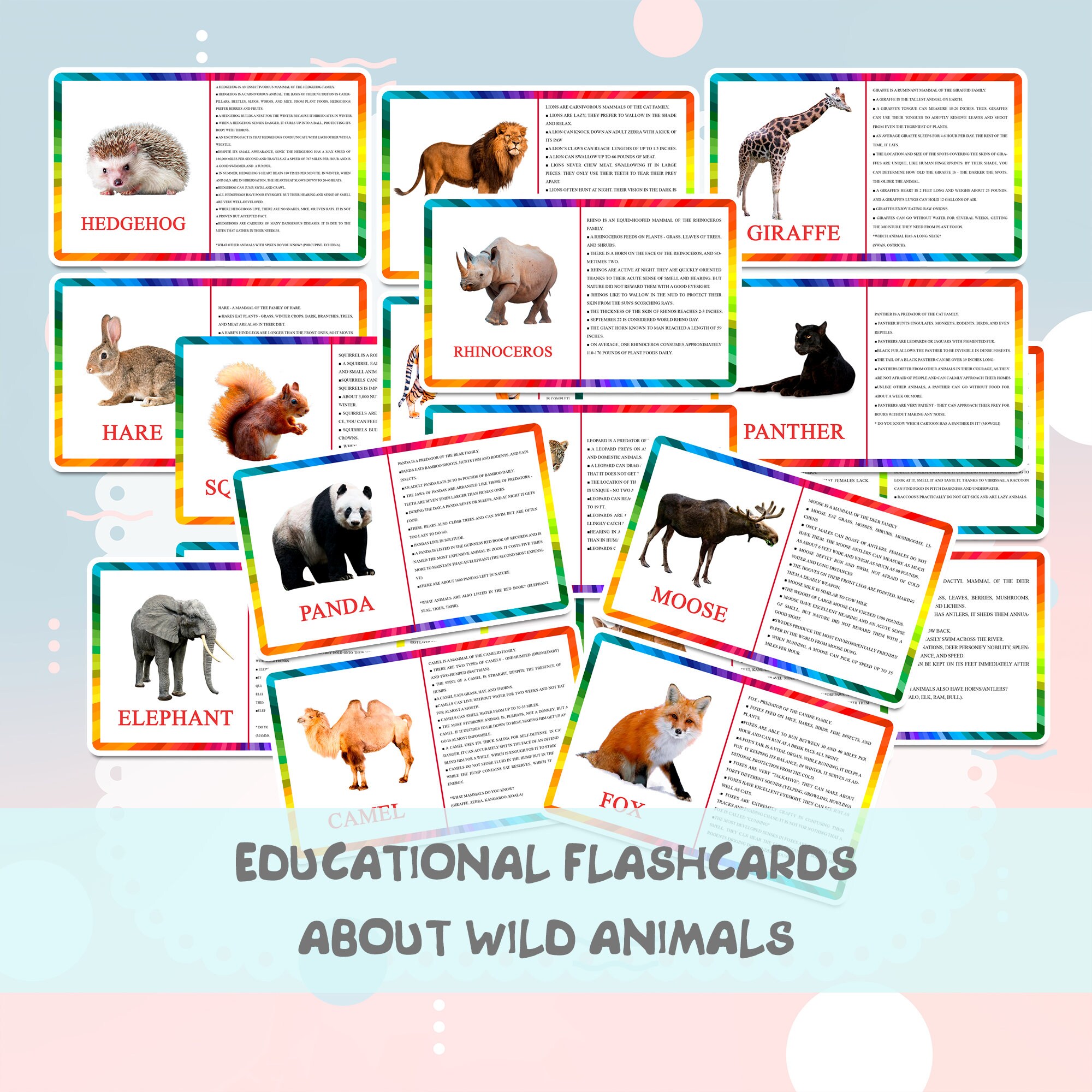 Wild Animals Educational Flashcards, Printable Wild Animals Games for ...