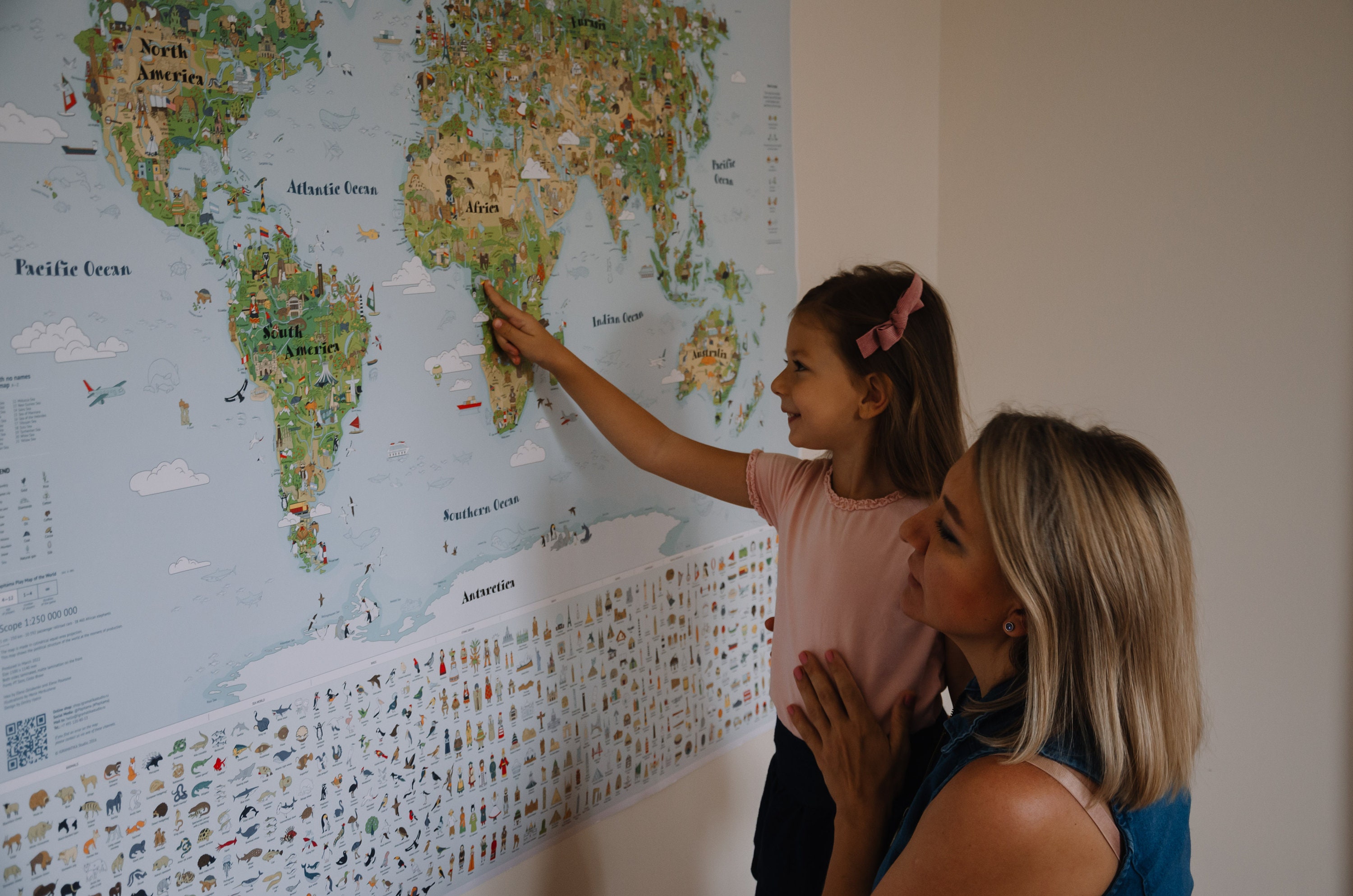 Kids World Map , Educational Map , Kids Globe , Wall Art for Kids ...