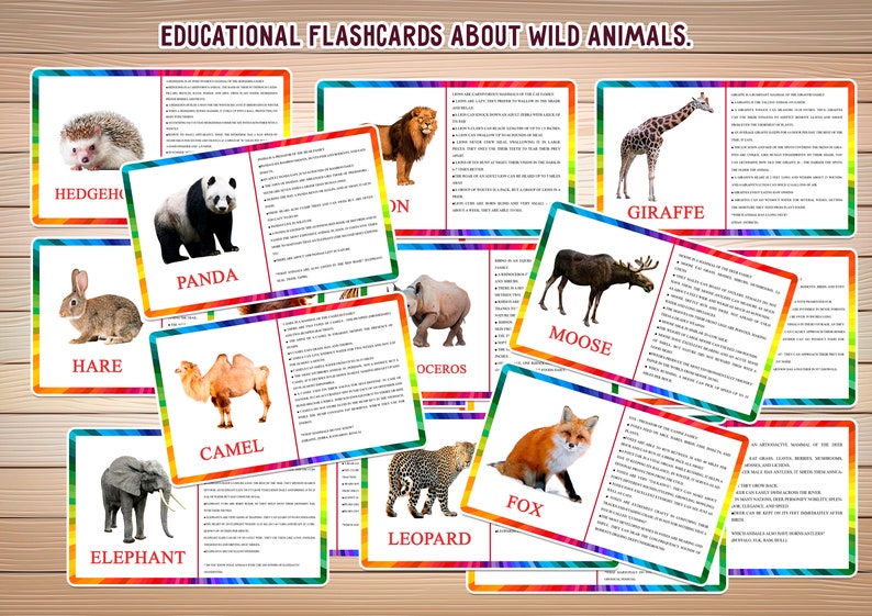Flashcards Wild Animals Facts Printable Wild Animals Games for Kids ...