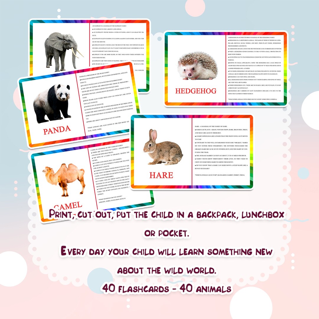 Wild Animals Flashcards , Educational Flashcards Animals Facts ...