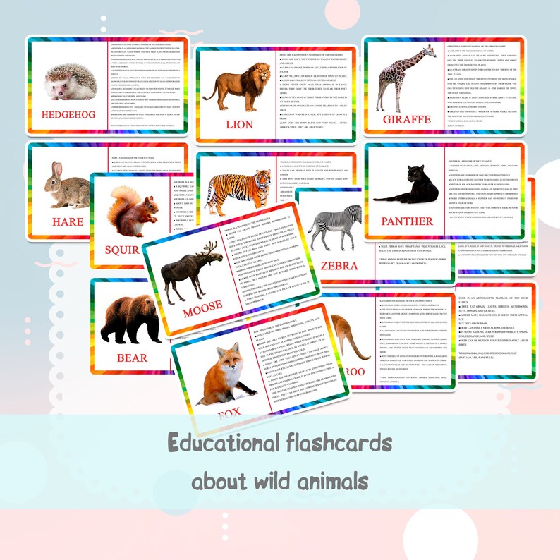 Wild Animals Flashcards , Educational Flashcards Animals Facts ...