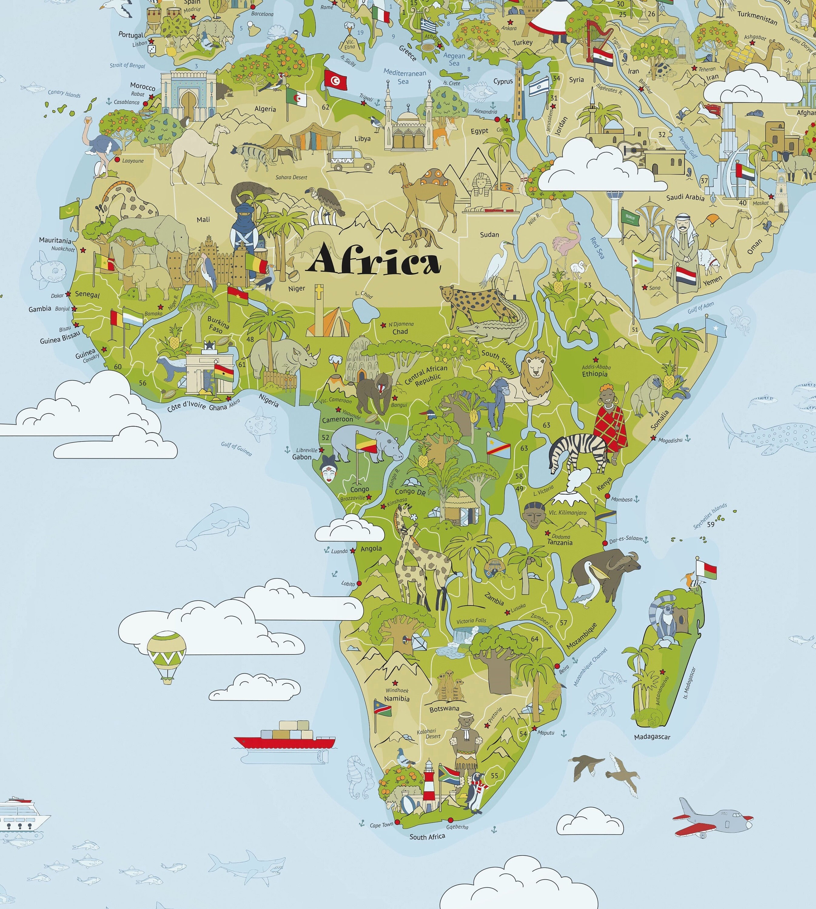 Kids World Map , Educational Map , Kids Globe , Wall Art for Kids ...