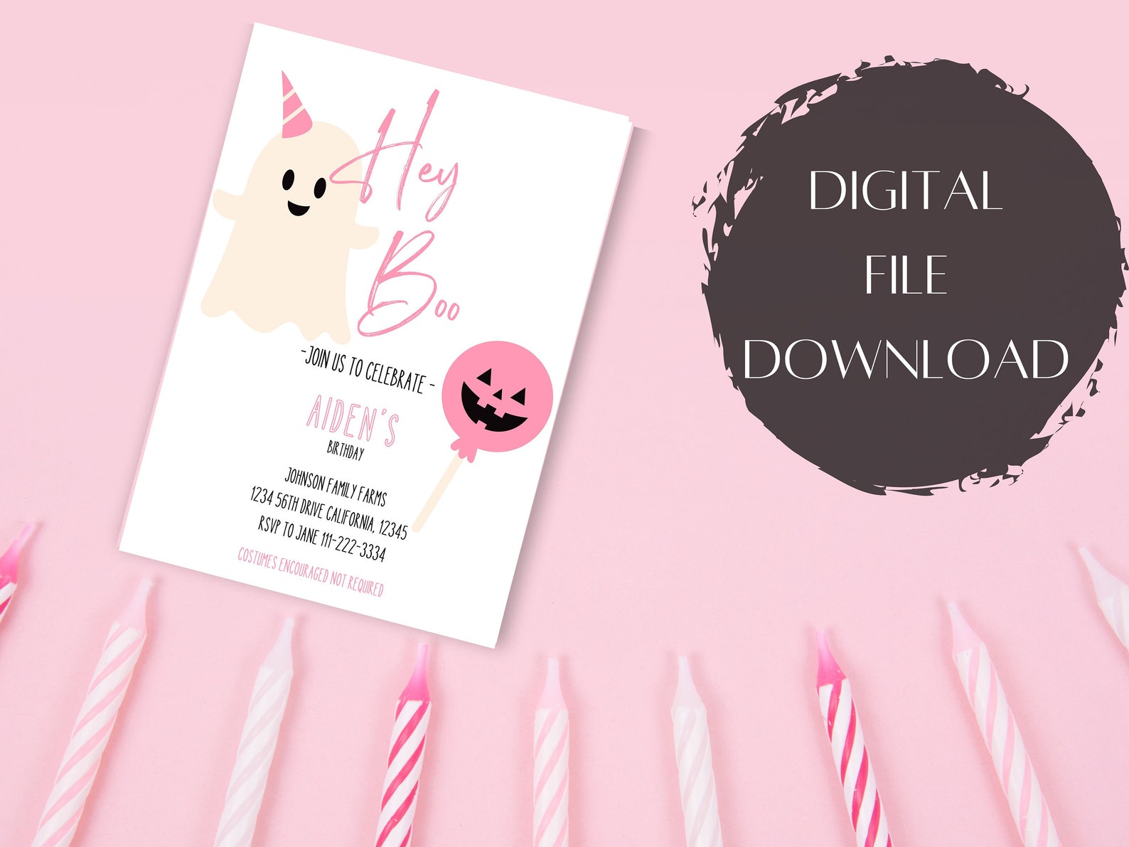 Hey Boo Halloween Birthday Invitation Template - Etsy