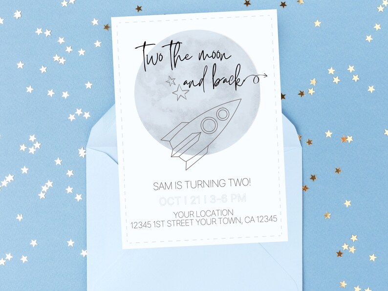 Two the Moon Invitation- Second Birthday Party Invite - Etsy